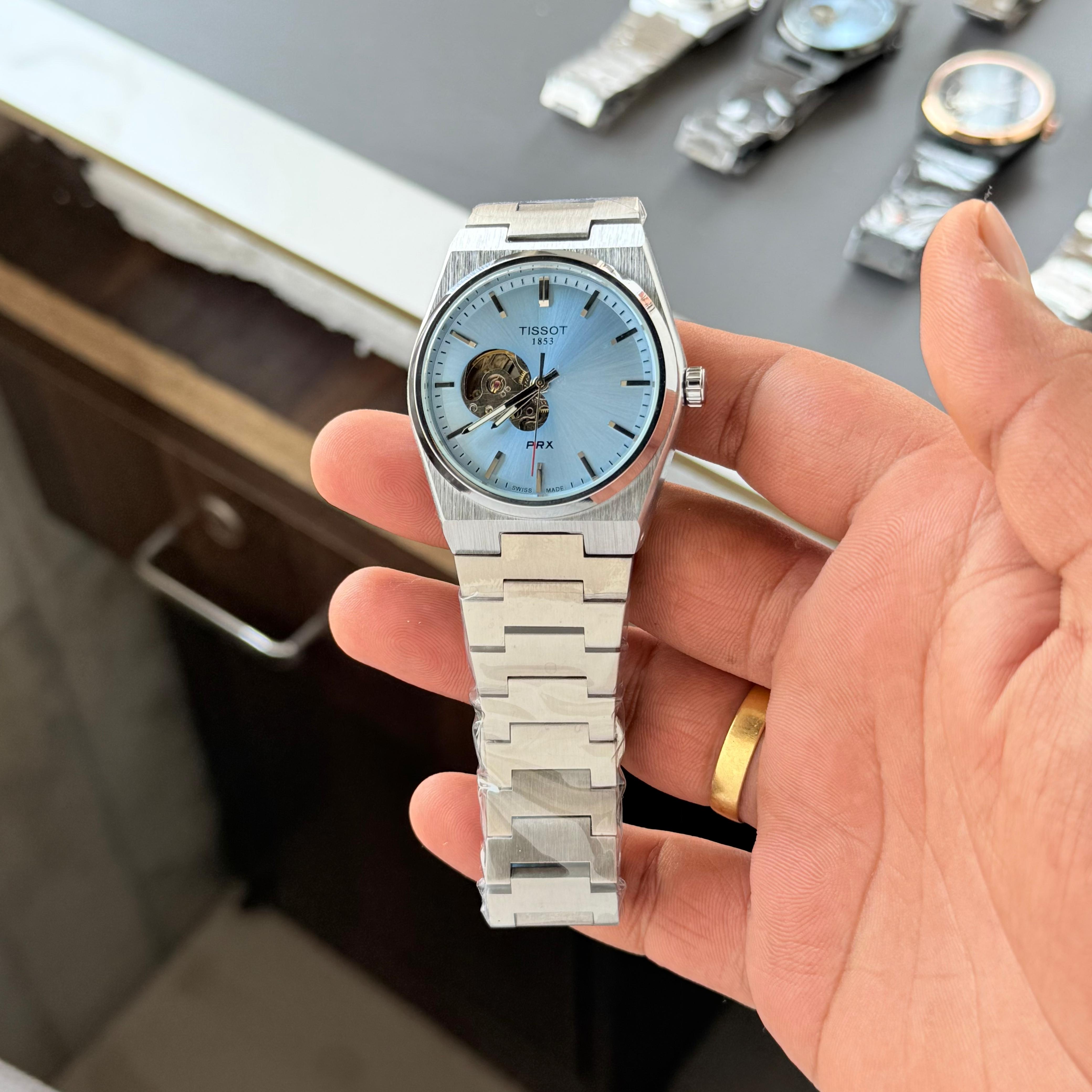 TISSOT PRX Automatic Sky blue (Open Heart) – Classy Clutches
