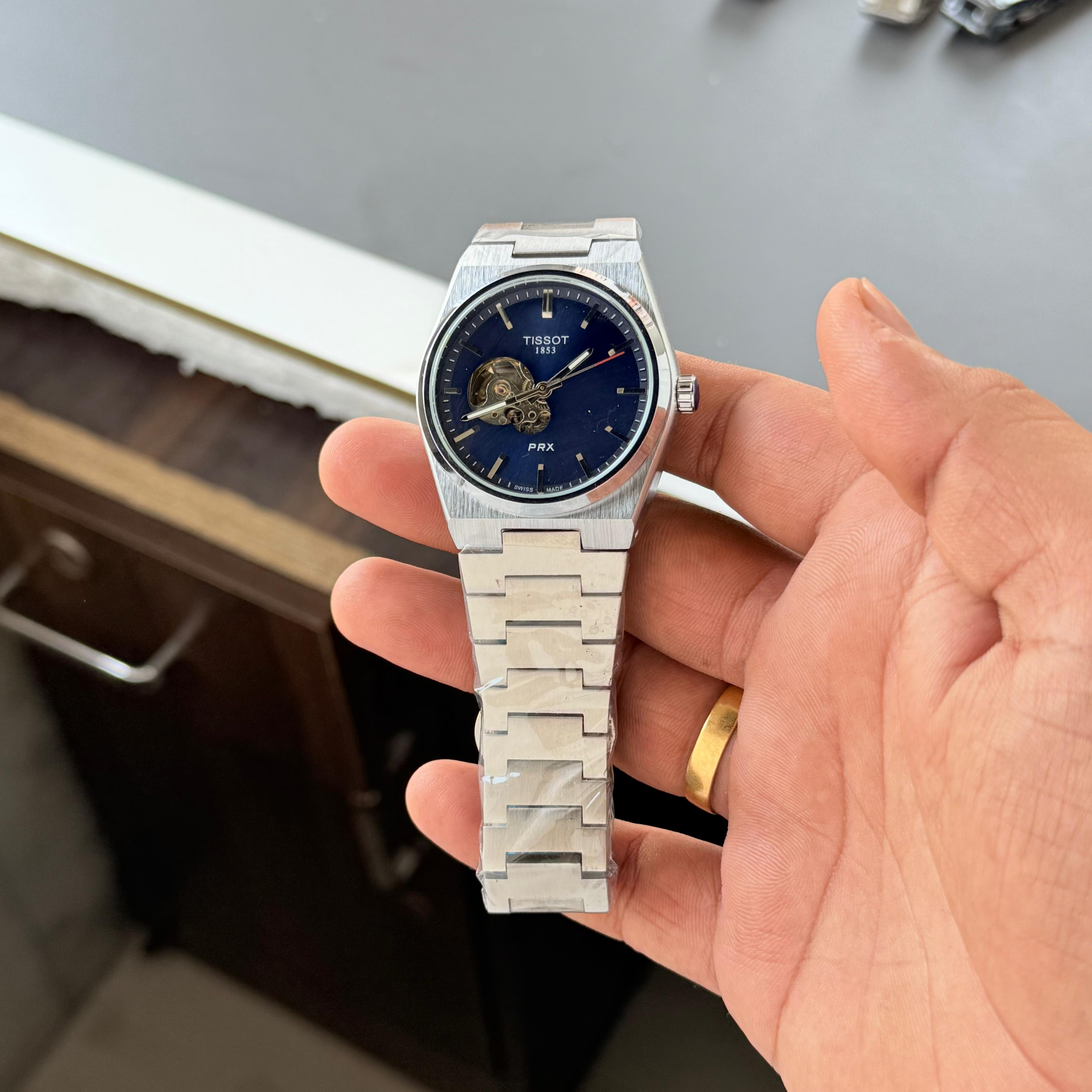 TISSOT PRX Automatic NavyBlue (Open Heart) – Classy Clutches
